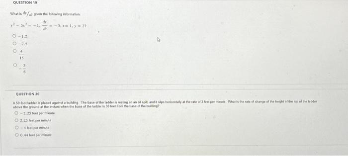Solved QUESTION 19 What is d//d given the following | Chegg.com