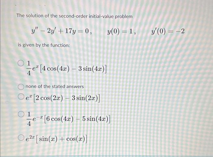 Solved The solution of the second-order initial-value | Chegg.com
