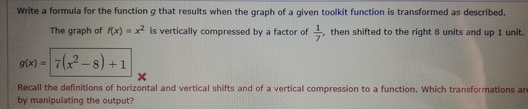 Solved Write a formula for the function g that results when | Chegg.com