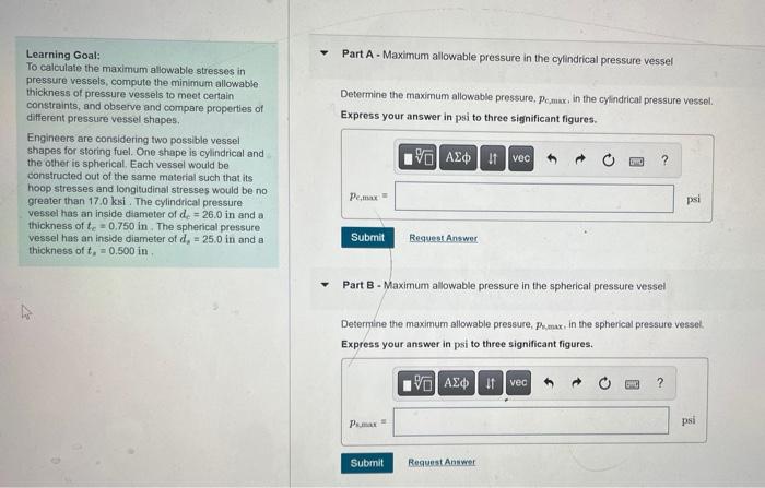 Solved Learning Goal: To calculate the maximum allowable | Chegg.com
