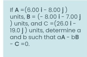 Solved If A =(6.00 i - 8.00 j) units, B = (- 8.00 i - 7.00 j | Chegg.com