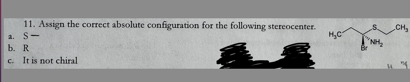 Assign the correct absolute configuration for the | Chegg.com