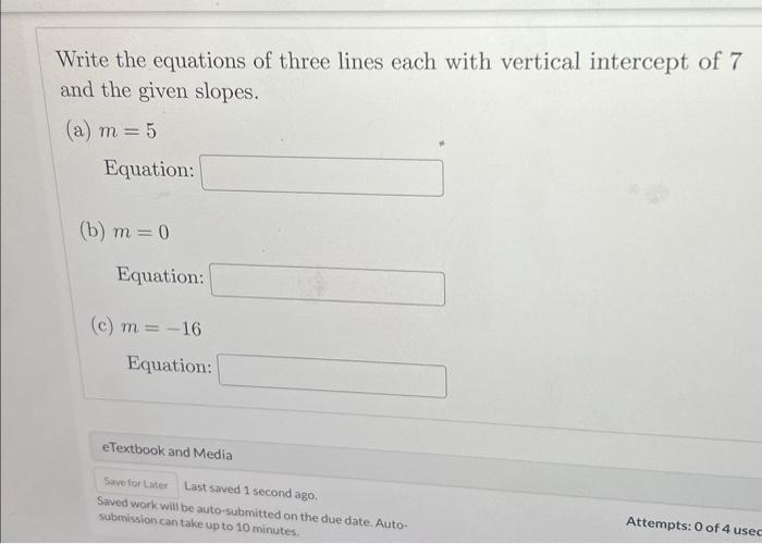 Solved Write the equations of three lines each with vertical | Chegg.com