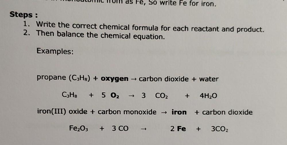 Solved Fe, So write Fe for iron. Steps: 1. Write the correct | Chegg.com