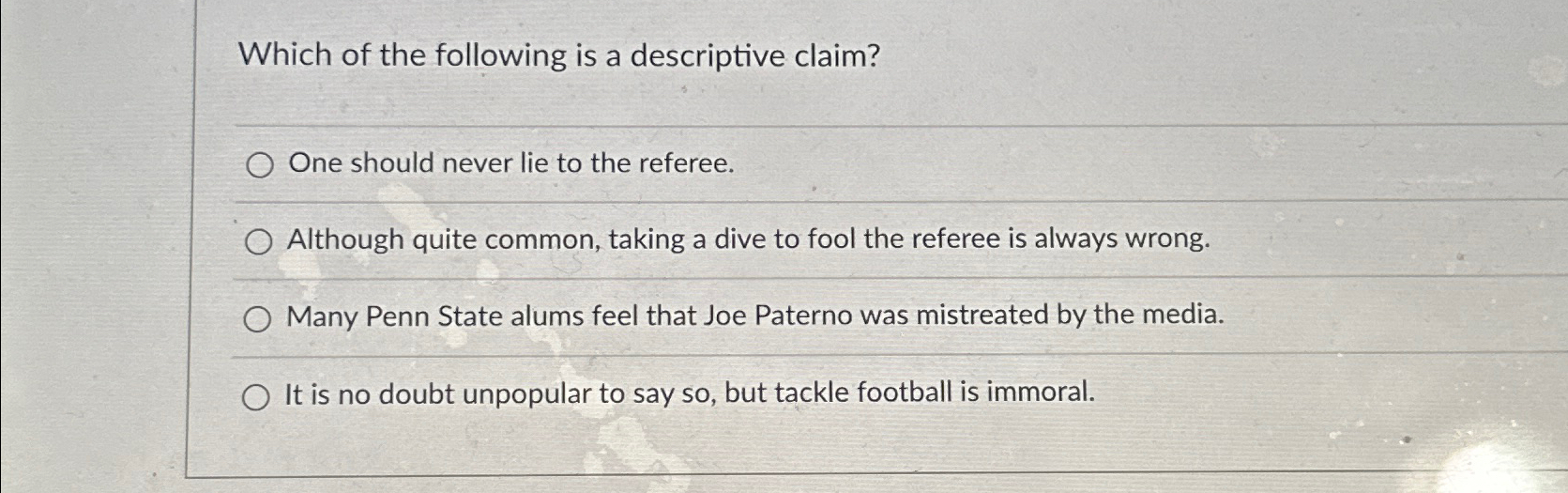 Solved Which of the following is a descriptive claim?One | Chegg.com