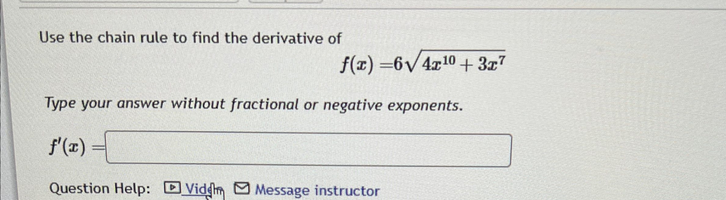 Solved Use the chain rule to find the derivative | Chegg.com