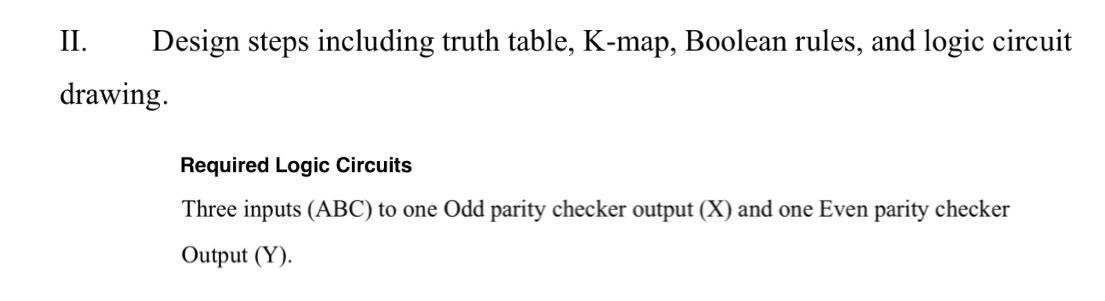 Solved II. ﻿Design steps including truth table, K-map, | Chegg.com