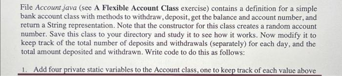 Solved File Account.java (see A Flexible Account Class | Chegg.com