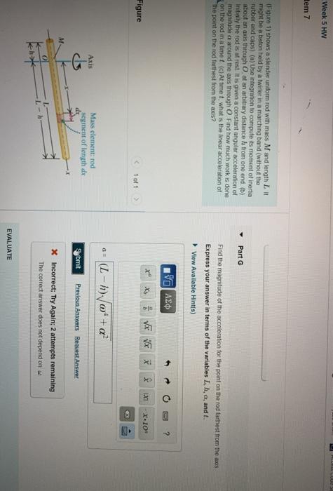 Solved Week 5 HW tem 7 (Figure 1) shows a slender uniform | Chegg.com
