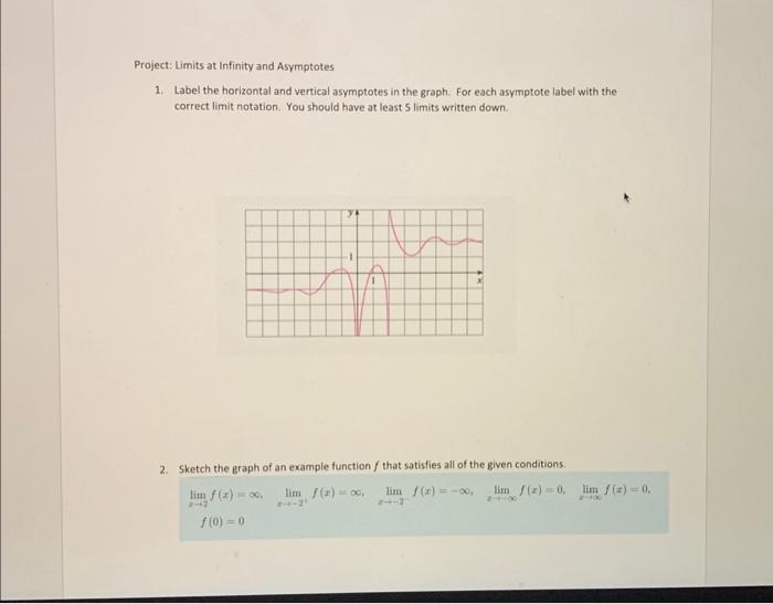 Solved Project Limits At Infinity And Asymptotes 1 Label