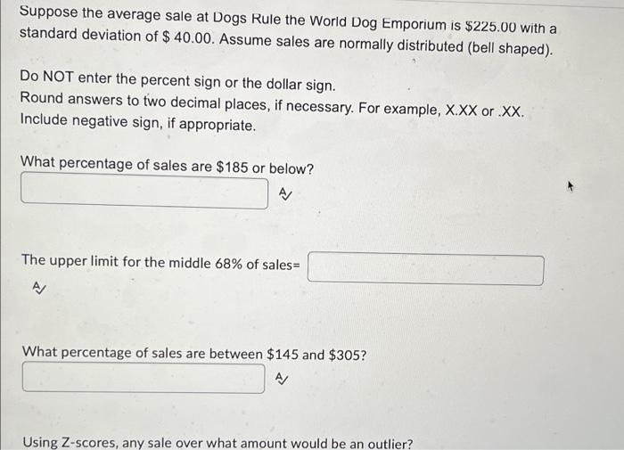 Solved Suppose the average sale at Dogs Rule the World Dog | Chegg.com