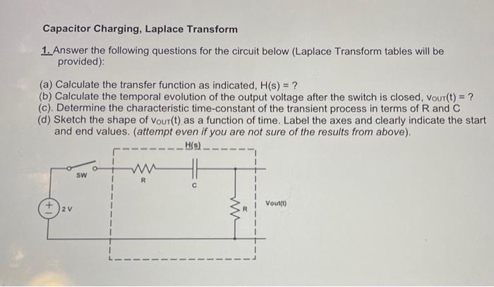 Solved Capacitor Charging, Laplace Transform 1. Answer the | Chegg.com