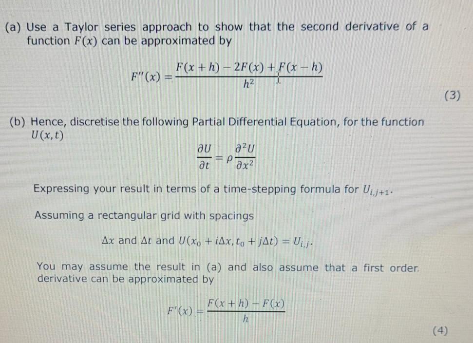 Solved (a) Use a Taylor series approach to show that the | Chegg.com