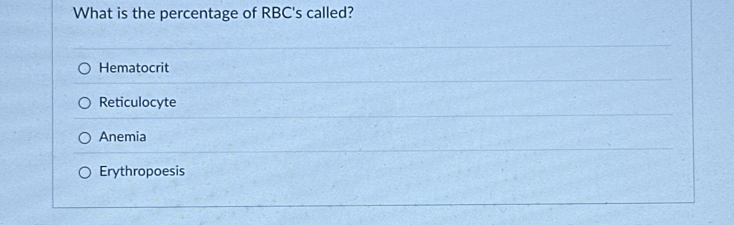 Solved What is the percentage of RBC's | Chegg.com