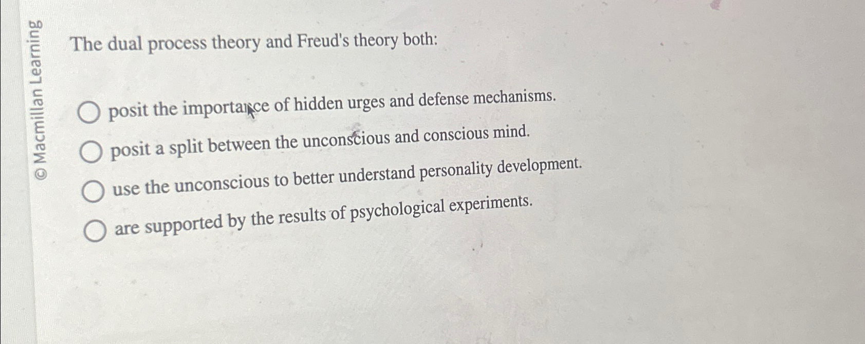 Solved The dual process theory and Freud's theory both:posit | Chegg.com
