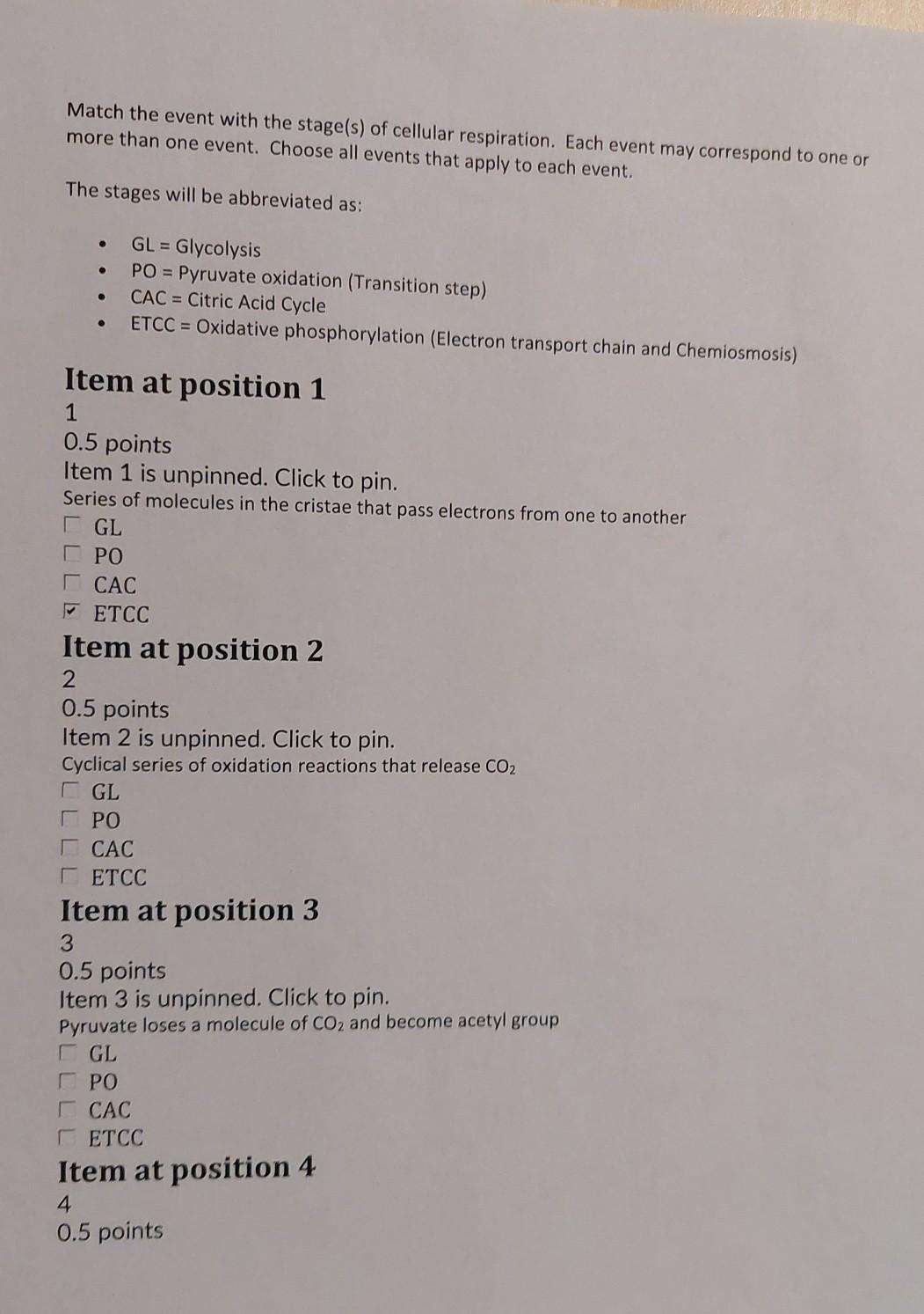 Aerobic Cellular Respiration Summary Use your notes | Chegg.com