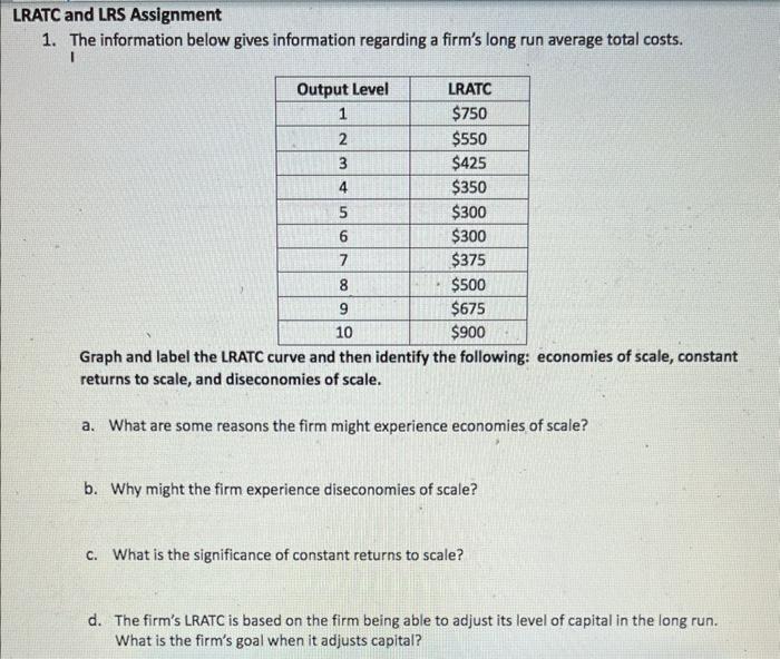Solved RATC and LRS Assignment 1. The information below | Chegg.com