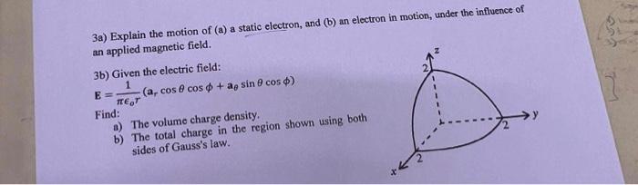 Solved 3a) Explain the motion of (a) a static electron, and | Chegg.com
