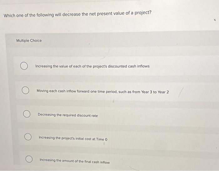 Solved Which one of the following will decrease the net | Chegg.com