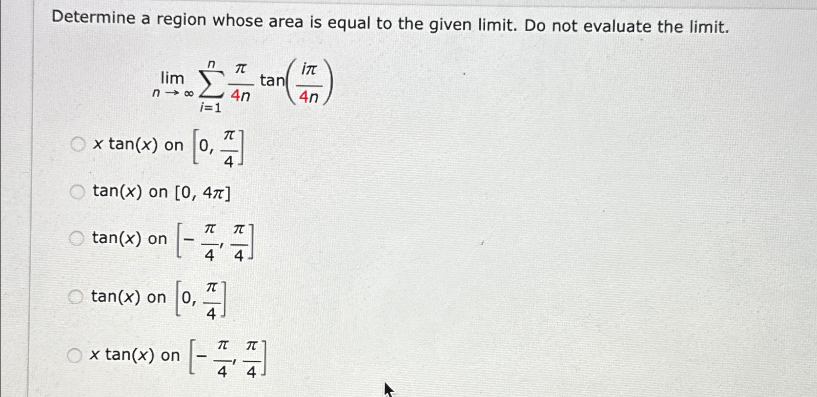 Solved Determine a region whose area is equal to the given | Chegg.com