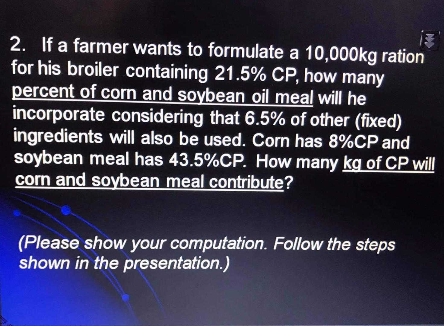 Solved FEED FORMULATION COMPUTATION | Chegg.com