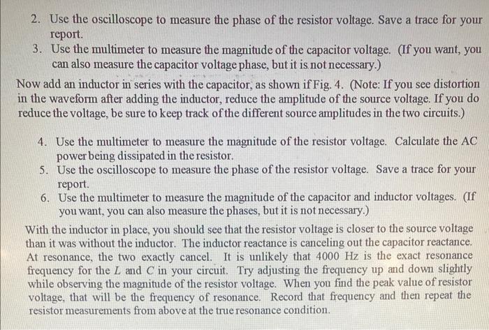 Solved Experiment 3. A First Look at Resonance Build the RC | Chegg.com