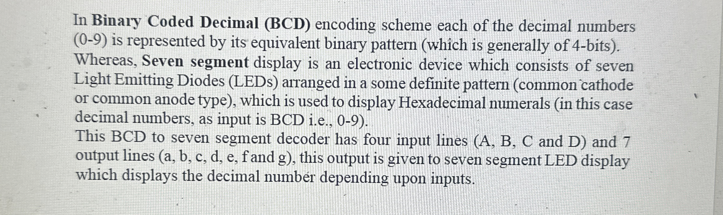 Solved In Binary Coded Decimal (BCD) ﻿encoding scheme each | Chegg.com