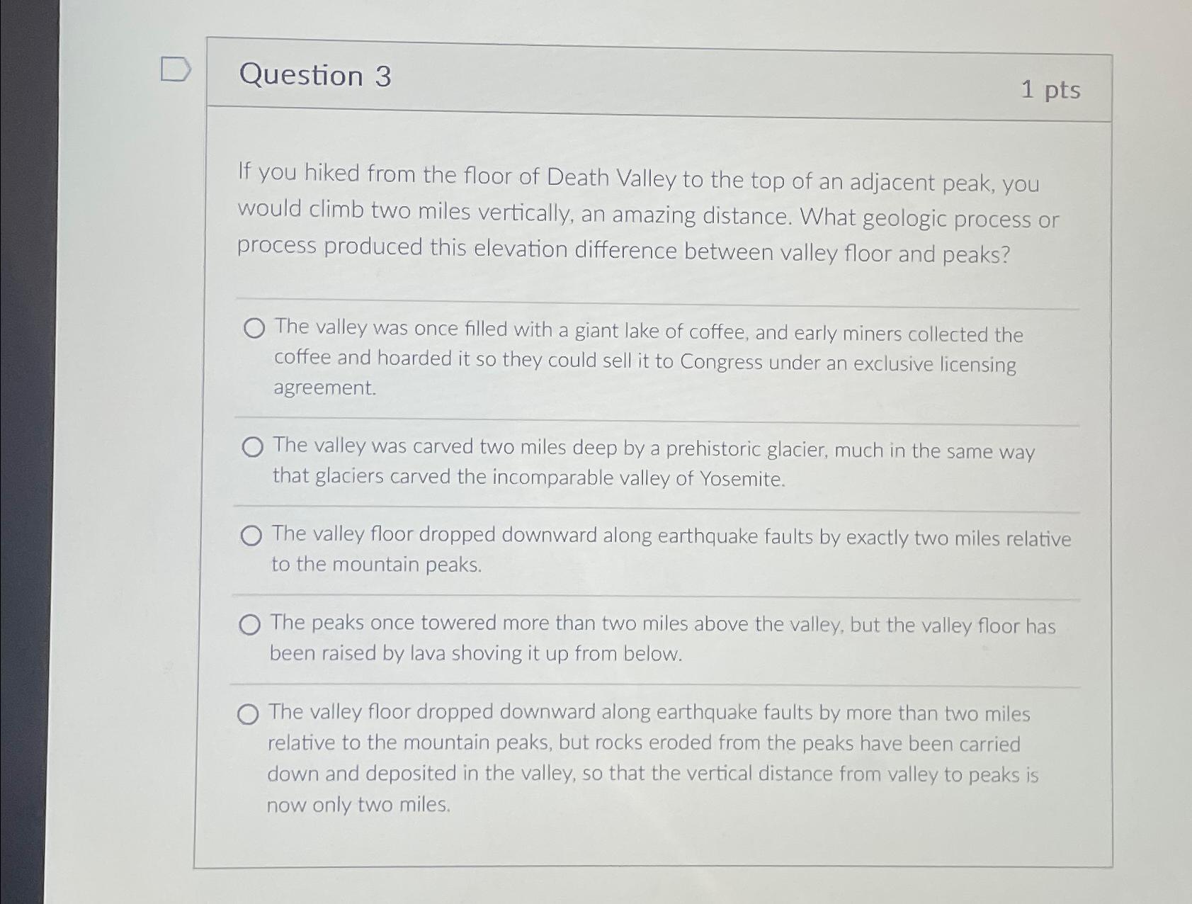 Solved Question 31 ﻿ptsIf you hiked from the floor of Death | Chegg.com