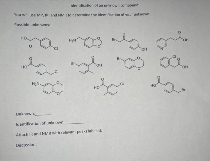 Solved Identification of an unknown compound: You will use | Chegg.com