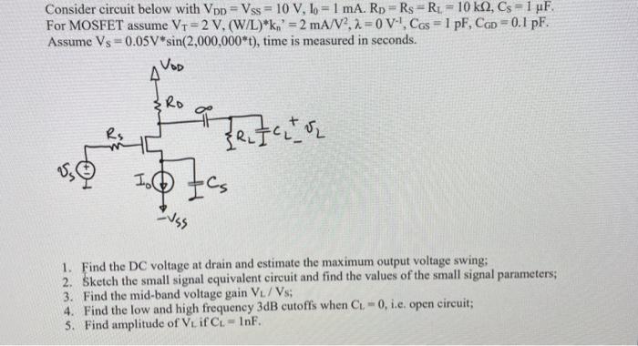Solved Consider circuit below with Vpp = Vss = 10 V, lo = 1 | Chegg.com