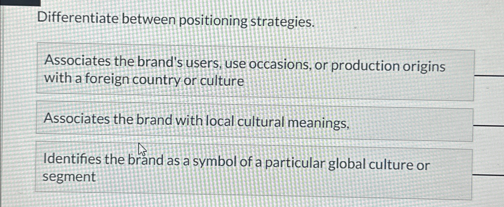 Solved Differentiate between positioning | Chegg.com
