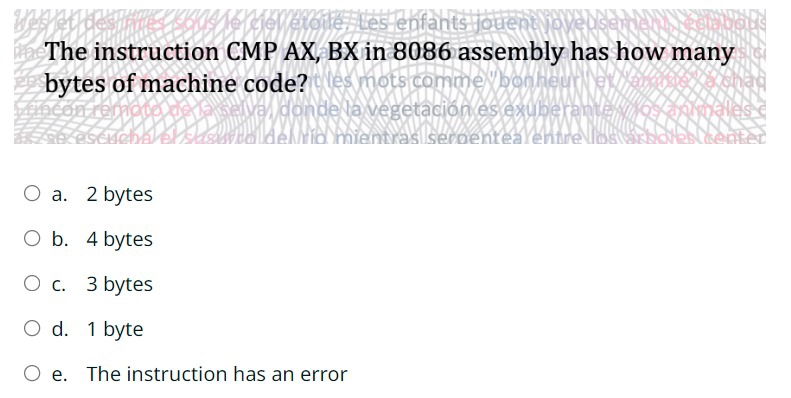 Solved The instruction CMP AX, ﻿BX in 8086 ﻿assembly has how | Chegg.com
