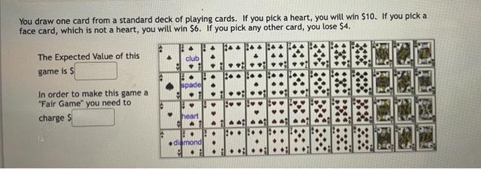 Solved You draw one card from a standard deck of playing | Chegg.com