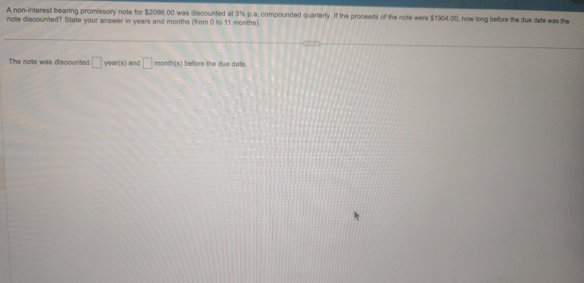 Solved A non-interest bearing promissory note for $2096.00 | Chegg.com