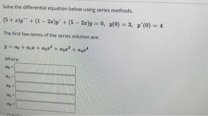 Solved Solve the differential equation below using series | Chegg.com