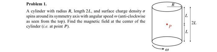 Solved Problem 1. A cylinder with radius R, length 2L, and | Chegg.com