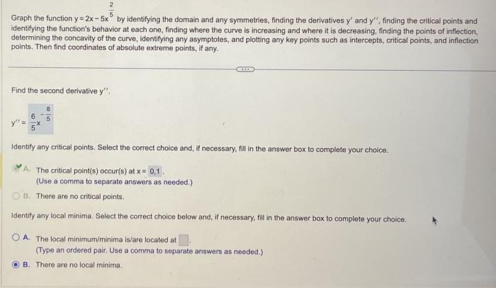 Solved Graph the function y=2x−5x52 by identifying the | Chegg.com