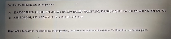 Solved Consider the following sets of sample data:A: | Chegg.com