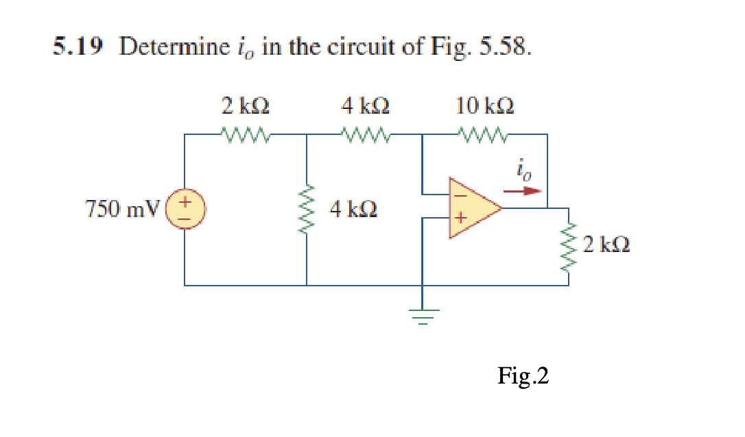 Solved 5.19 ﻿Determine io in ﻿the circuit of ﻿Fig. 5.58.Fig. | Chegg.com