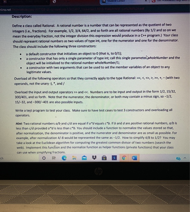 Solved Student Center det noe nline.net Description: Define | Chegg.com