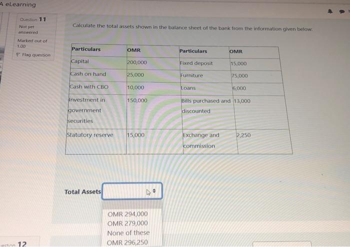 Solved A eLearning Calculate the total assets shown in the | Chegg.com