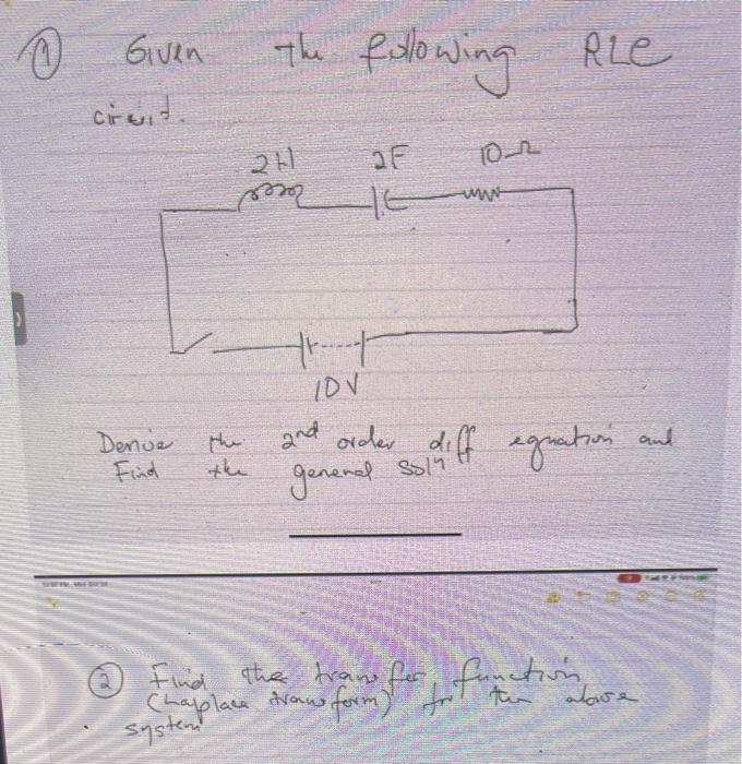 Solved (1) Given the following Rle Denue the 2nd order diff | Chegg.com