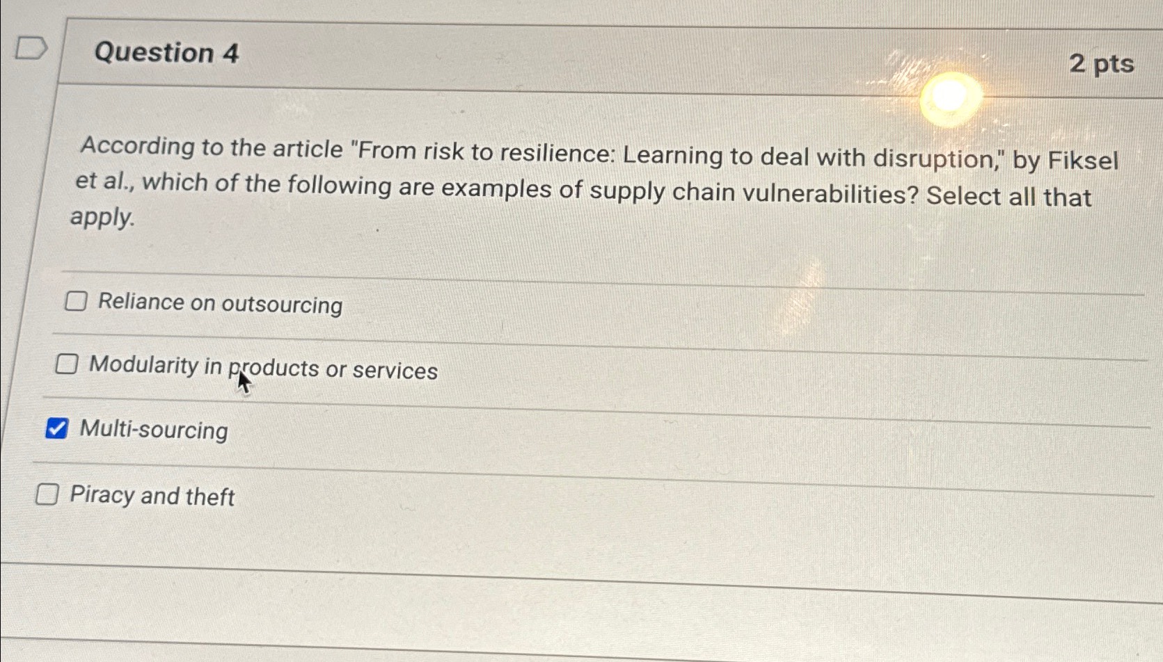 Solved Question 42 ﻿ptsAccording to the article "From risk | Chegg.com
