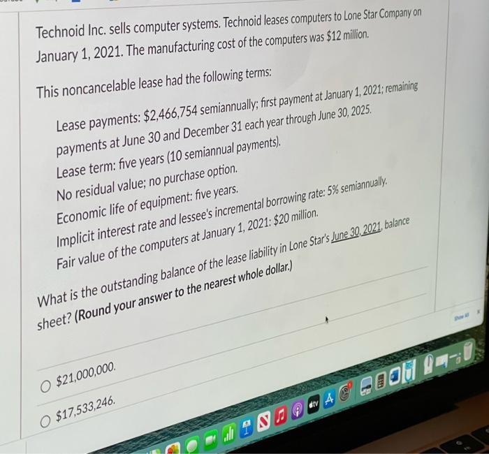 Solved Technoid Inc. sells computer systems. Technoid leases | Chegg.com