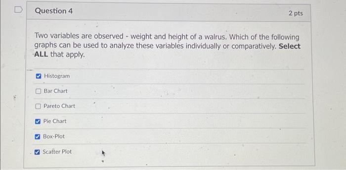 D Question 4 Two variables are observed - weight and | Chegg.com