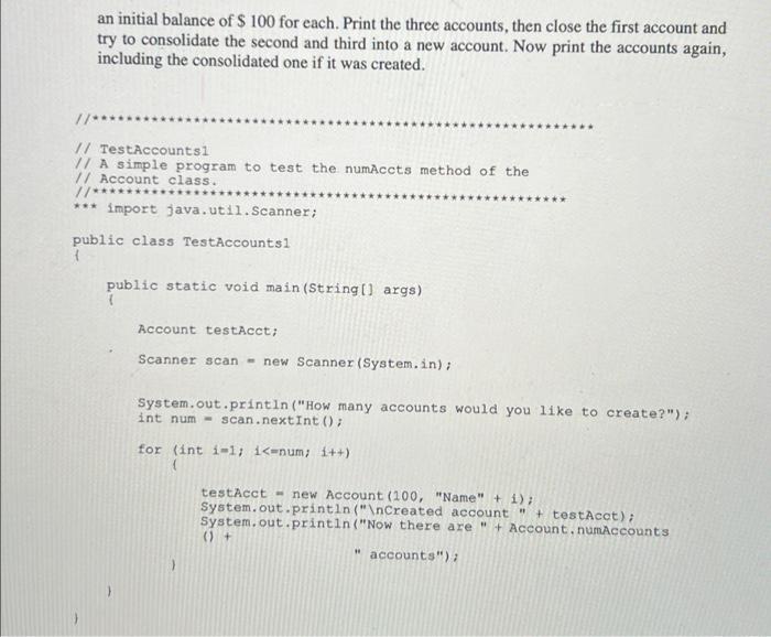 Solved File Account java (see previous exercise) contains a | Chegg.com
