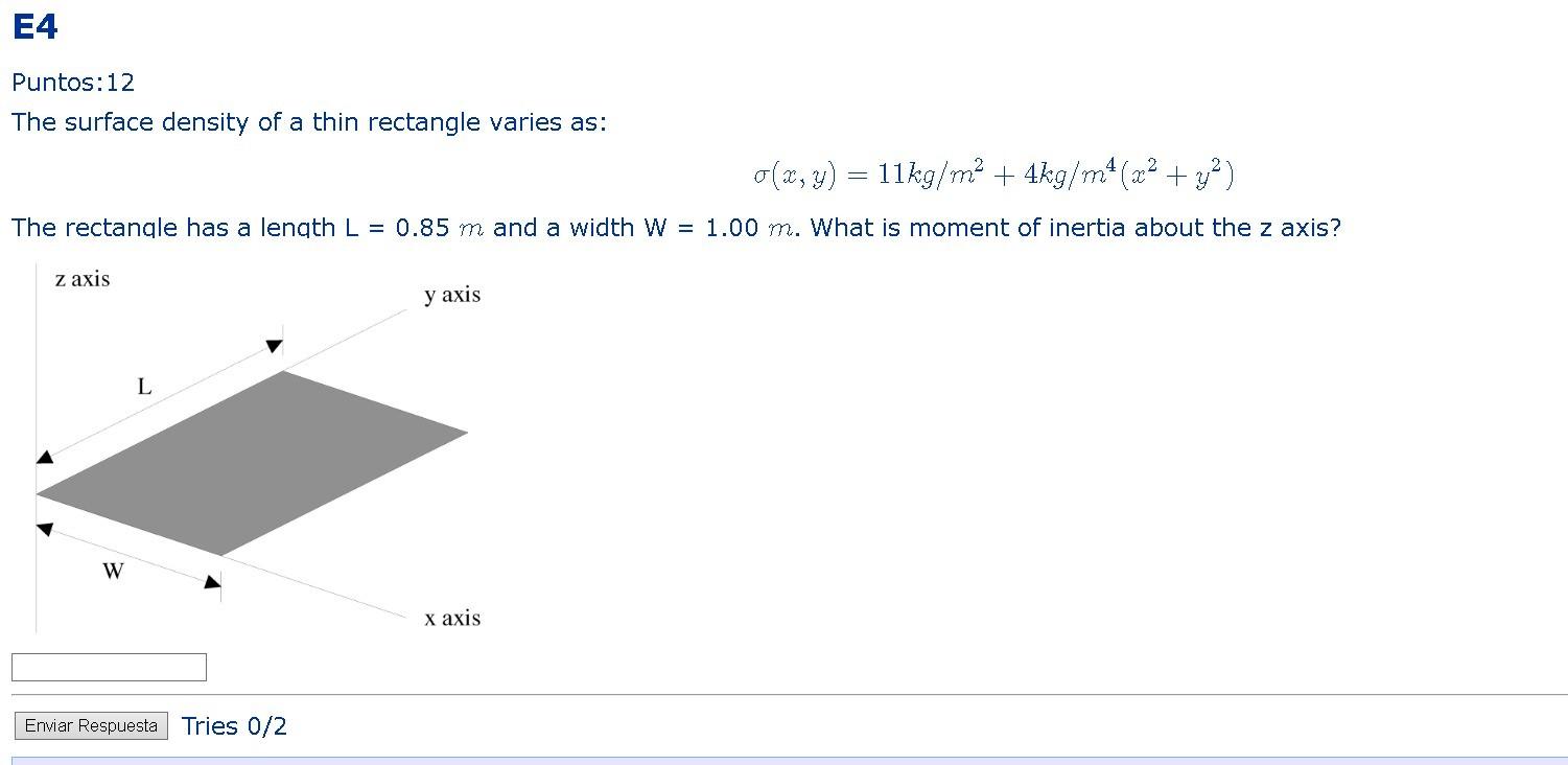 Solved The surface density of a thin rectangle varies as: | Chegg.com