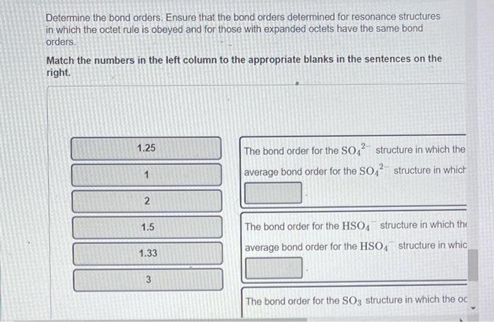 Solved Determine the bond orders. Ensure that the bond | Chegg.com