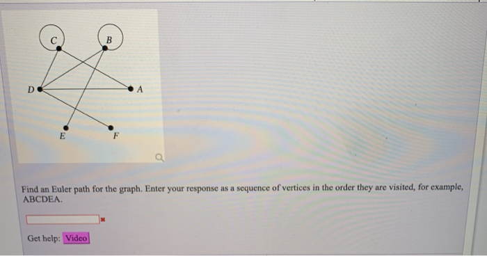 Solved Find an Euler path for the graph. Enter your response | Chegg.com