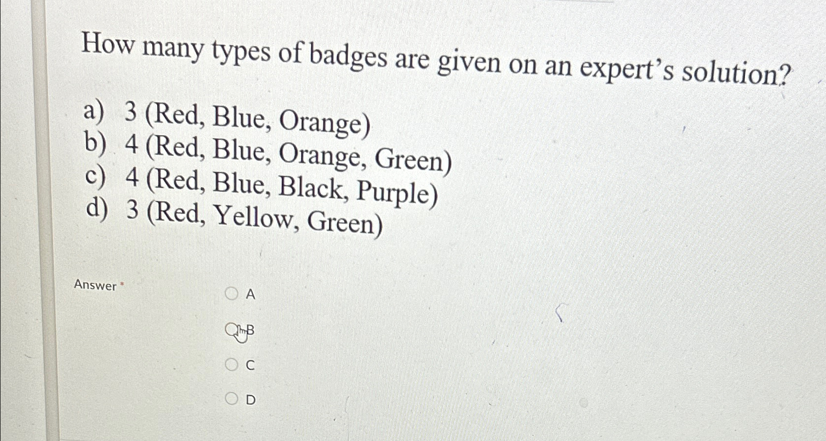 Solved How many types of badges are given on an expert's | Chegg.com